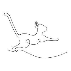 Abstract image of a jumping cat drawn in one Vector Image