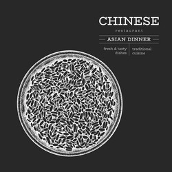 Chinese dish chalk board hand drawn isolated Vector Image