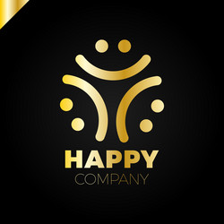 Three smile people logo - happy community icon Vector Image
