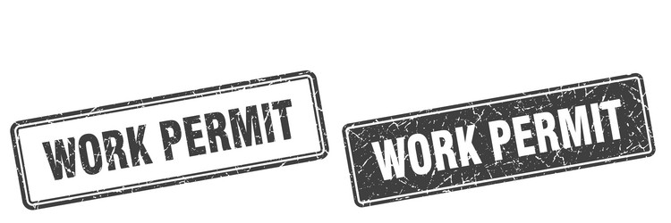 Work permit stamp work permit rectangular stamp Vector Image