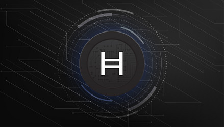 Hedera hbar coin banner cryptocurrency Royalty Free Vector