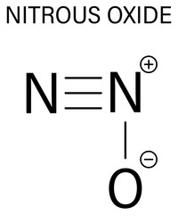 Nitrous oxide or nos laughing gas n2o molecule Vector Image