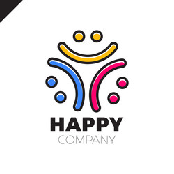 Three smile people logo - happy community icon Vector Image