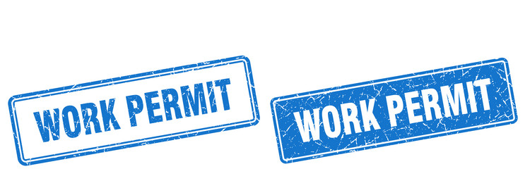 Work permit stamp work permit rectangular stamp Vector Image