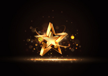 3d golden star with golden on black background Vector Image