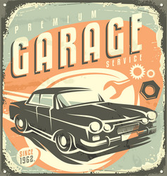 Retro car service sign Royalty Free Vector Image