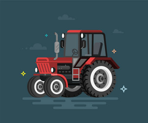 Flat tractor in style Royalty Free Vector Image