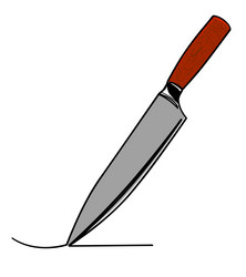 Simple kitchen knife hand draw sketch line art Vector Image