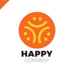 Three smile people logo - happy community icon Vector Image