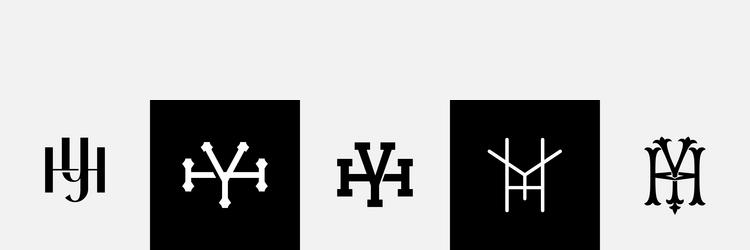 Initial letters yh logo design bundle Royalty Free Vector