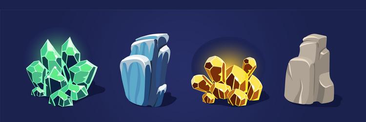 Rock and solid stone as game element isolated Vector Image