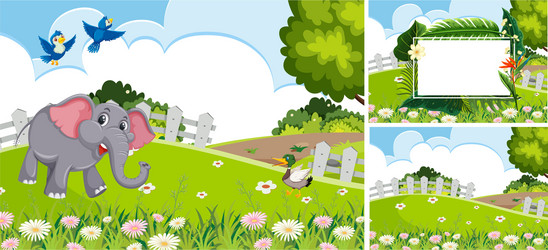 Forest nature landscape 3d background Royalty Free Vector