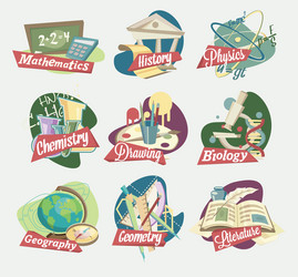 School subjects icons Royalty Free Vector Image