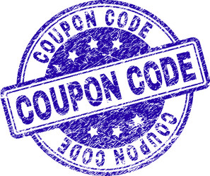 Scratched textured coupon code stamp seal inside Vector Image