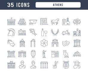 Set of linear icons athens Royalty Free Vector Image