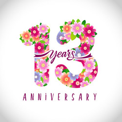 Number 13 logo template with fox head symbol Vector Image