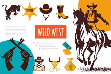 Wild west hero cowboy silhouette riding horse Vector Image