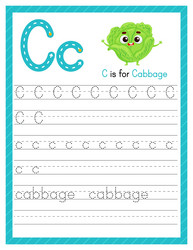 Trace letter c uppercase and lowercase alphabet Vector Image
