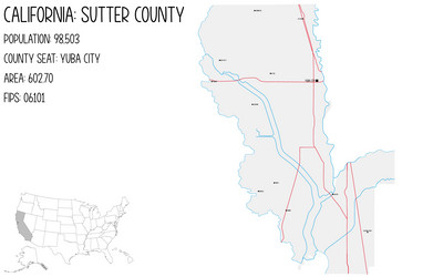 Large and accurate map of yuba county california Vector Image