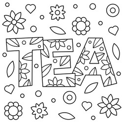 Tea time coloring page Royalty Free Vector Image
