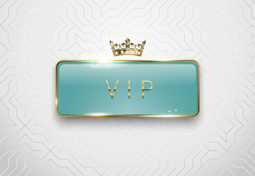 Vip dark red glass label with golden frame crown Vector Image