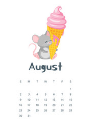 August calendar flat template Royalty Free Vector Image