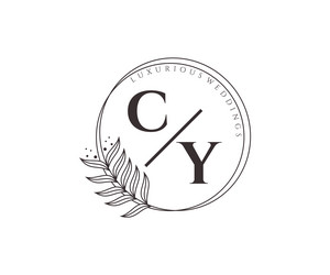 Cy initials letter wedding monogram logos Vector Image