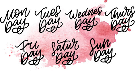 Handwritten week days and symbols set ink font Vector Image