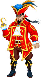 Old pirate with wooden leg male buccaneer cartoon Vector Image