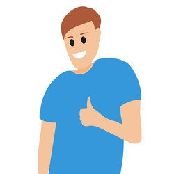 Man with a beard shows thumb up like sign Vector Image
