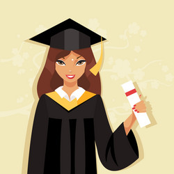 Thinking student girl Royalty Free Vector Image