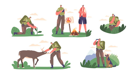 Forester ranger character cares for trees Vector Image