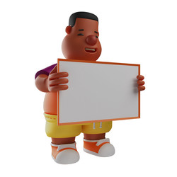 3d big boy cartoon picture having a soccer ball Vector Image