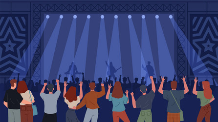 Rock band on stage people concert music Royalty Free Vector