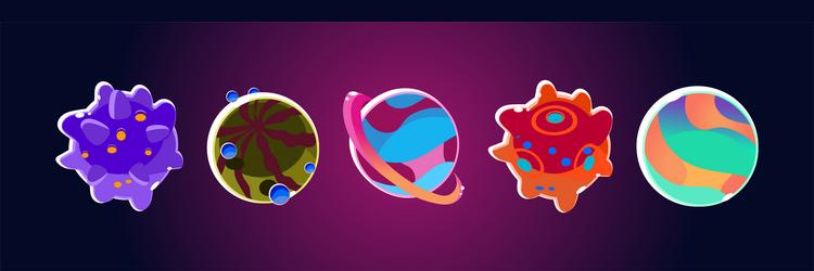 Fantasy alien planets for ui space game set Vector Image