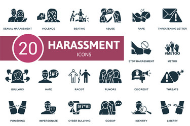 Intimidation icons set creative sexual Royalty Free Vector