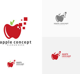 Pixel apple logo design template fruits Royalty Free Vector