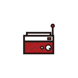 Red classic square radio style with antenna Vector Image