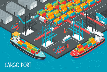 A cargo port in flat style top Royalty Free Vector Image