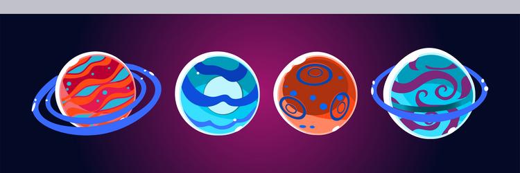 Fantasy alien planets for ui space game set Vector Image