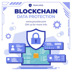 Flat design data privacy posts template Royalty Free Vector