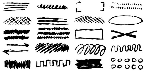 Set of doodle swirls broken lines Royalty Free Vector Image