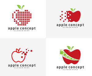 Pixel apple logo design template fruits Royalty Free Vector