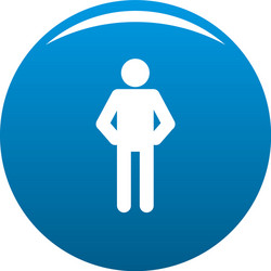 Stick figure stickman icon blue Royalty Free Vector Image