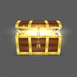 Realistic open chest vintage old treasure wooden Vector Image