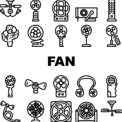 Fan electronic cooling device icons set Royalty Free Vector