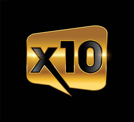 Golden x10 letter monogram logo Royalty Free Vector Image