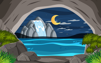 Inside cave landscape in cartoon style Royalty Free Vector