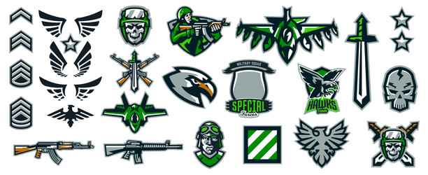 Set of military and badges emblems Royalty Free Vector Image