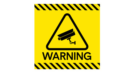 Surveillance camera warning sign in operation Vector Image